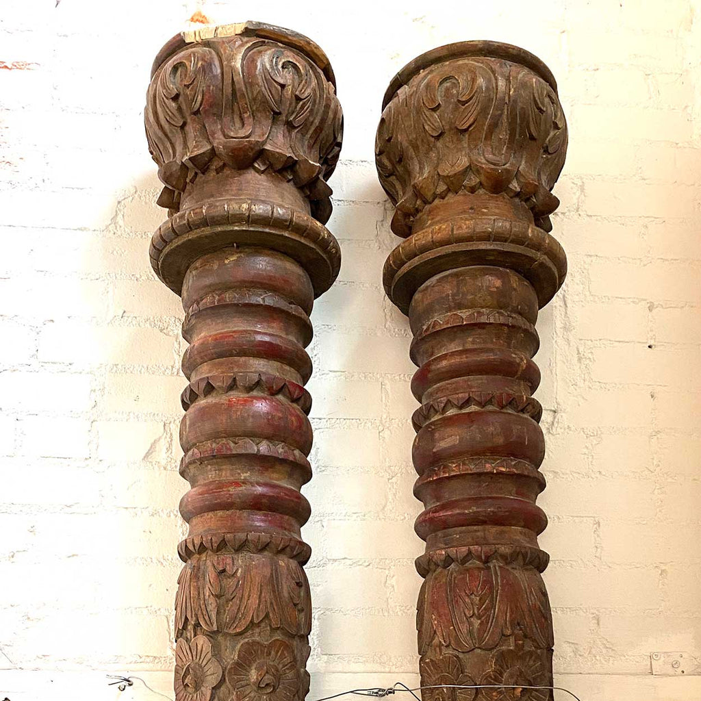 Lot 0351 | Pair Vintage Spanish Colonial Style Carved Wood ...