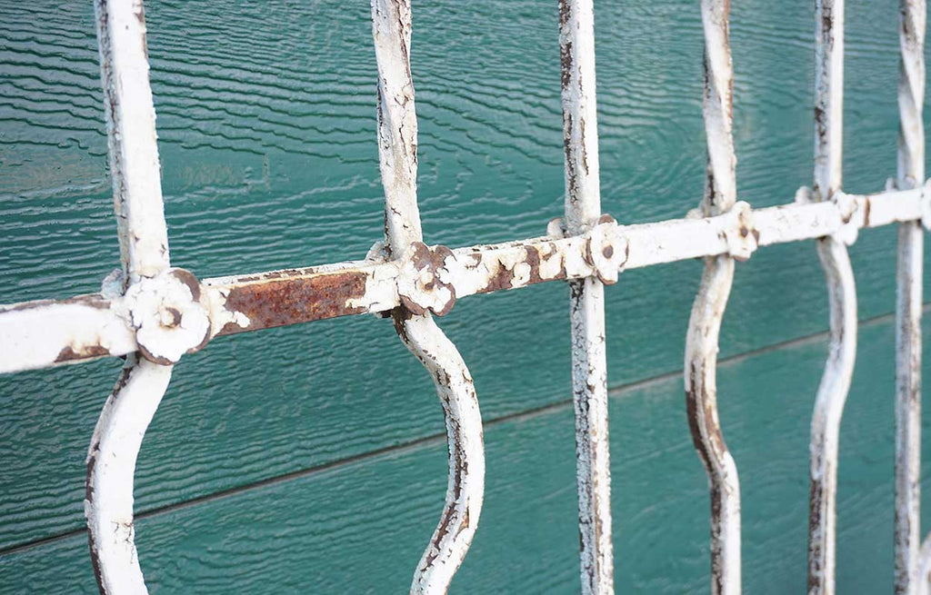 Large Spanish Colonial Painted Wrought Iron Window Grille